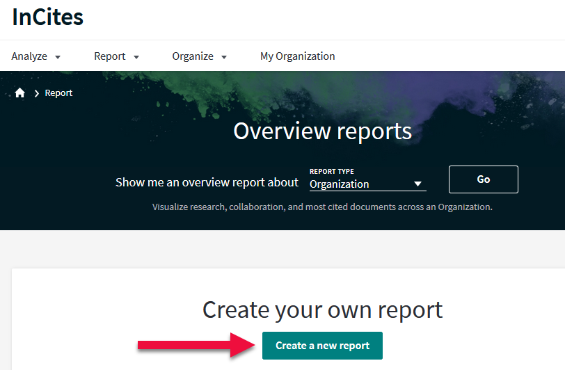 Create a New Report – InCites Benchmarking & Analytics